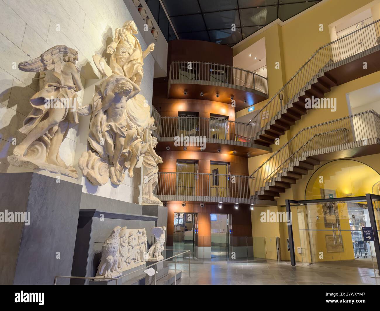 Entry hall of the Duomo Museum in Florence, Italy, with sculptures by ...