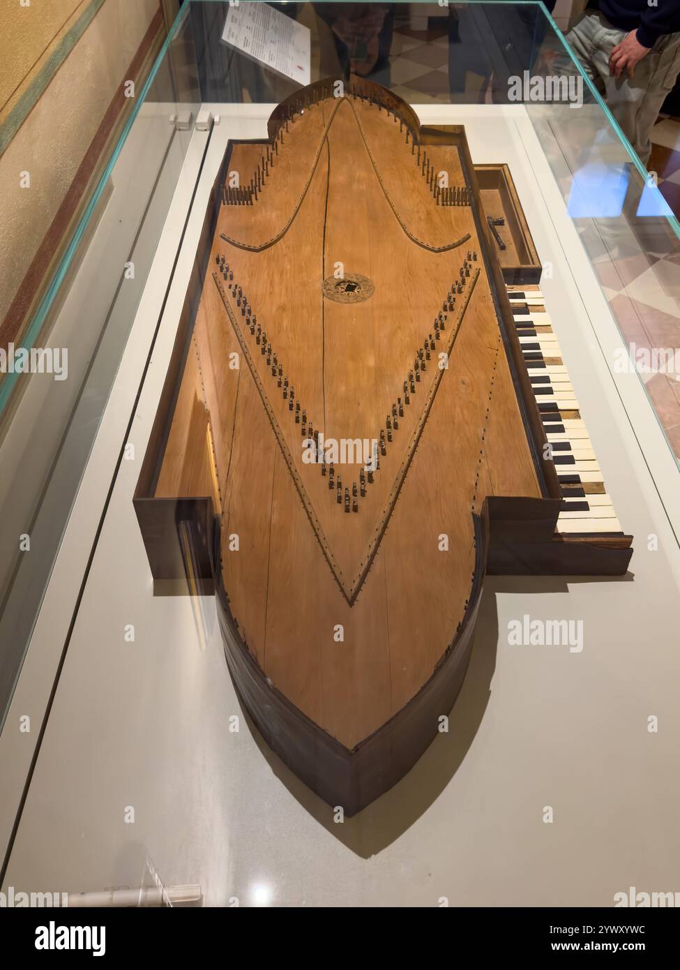 An oval spinet built by Bartolomeo Cristifori in the Accademia Gallery ...