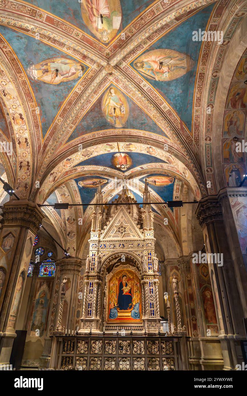 The elaborate carved marble tabernacle in the Orsanmichele Church in ...