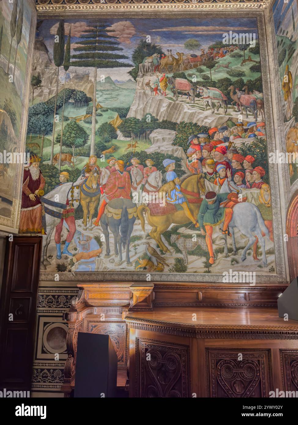 Fresco of the journey of the Magi to Bethlehem in the Magi Chapel in ...