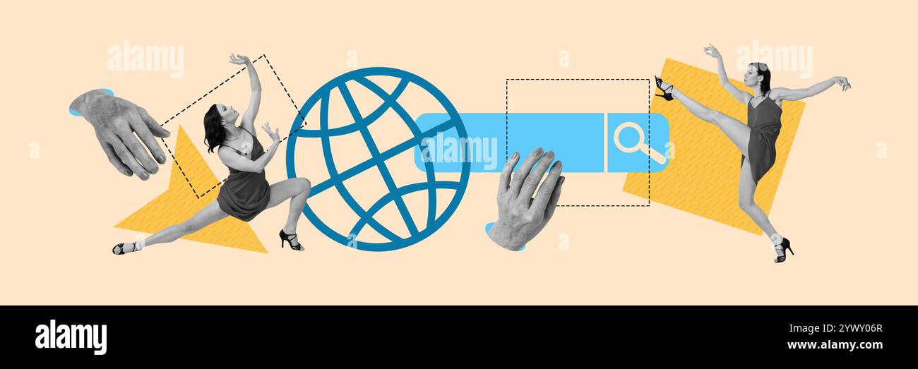 Composite image montage trend artwork 3D collage of internet connection ...