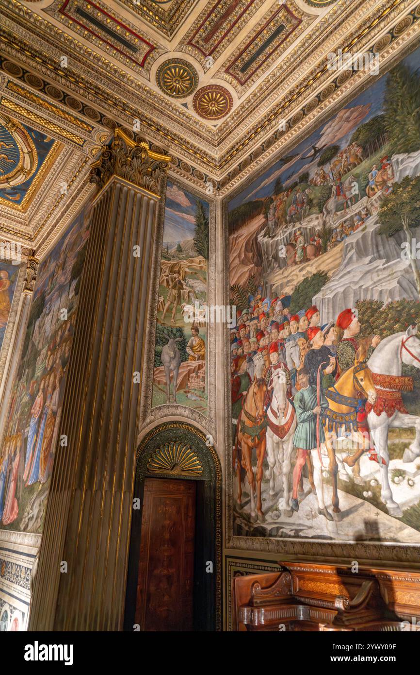 Fresco of the journey of the Magi to Bethlehem in the Magi Chapel in ...