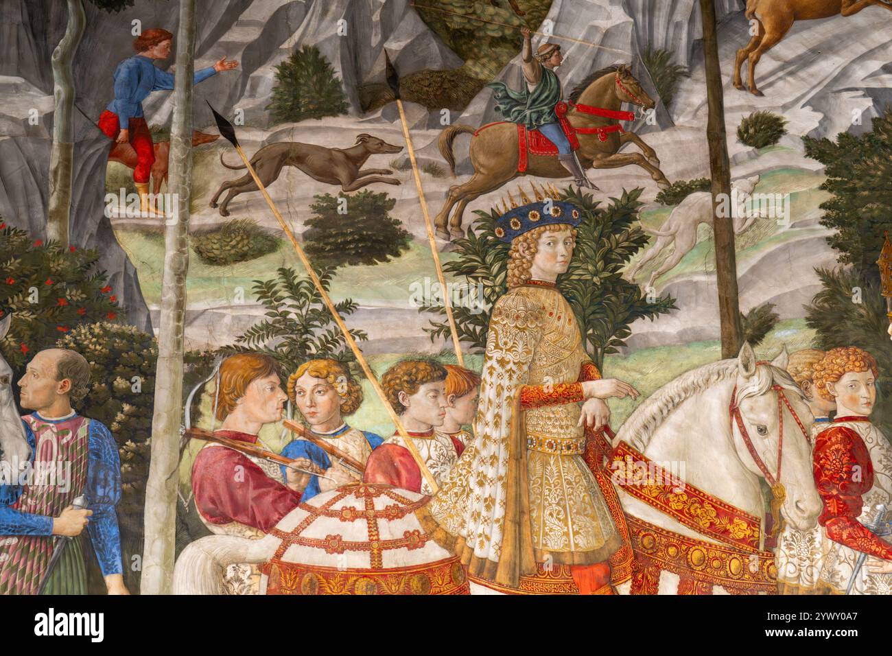 Fresco of the journey of the Magi to Bethlehem in the Magi Chapel in ...