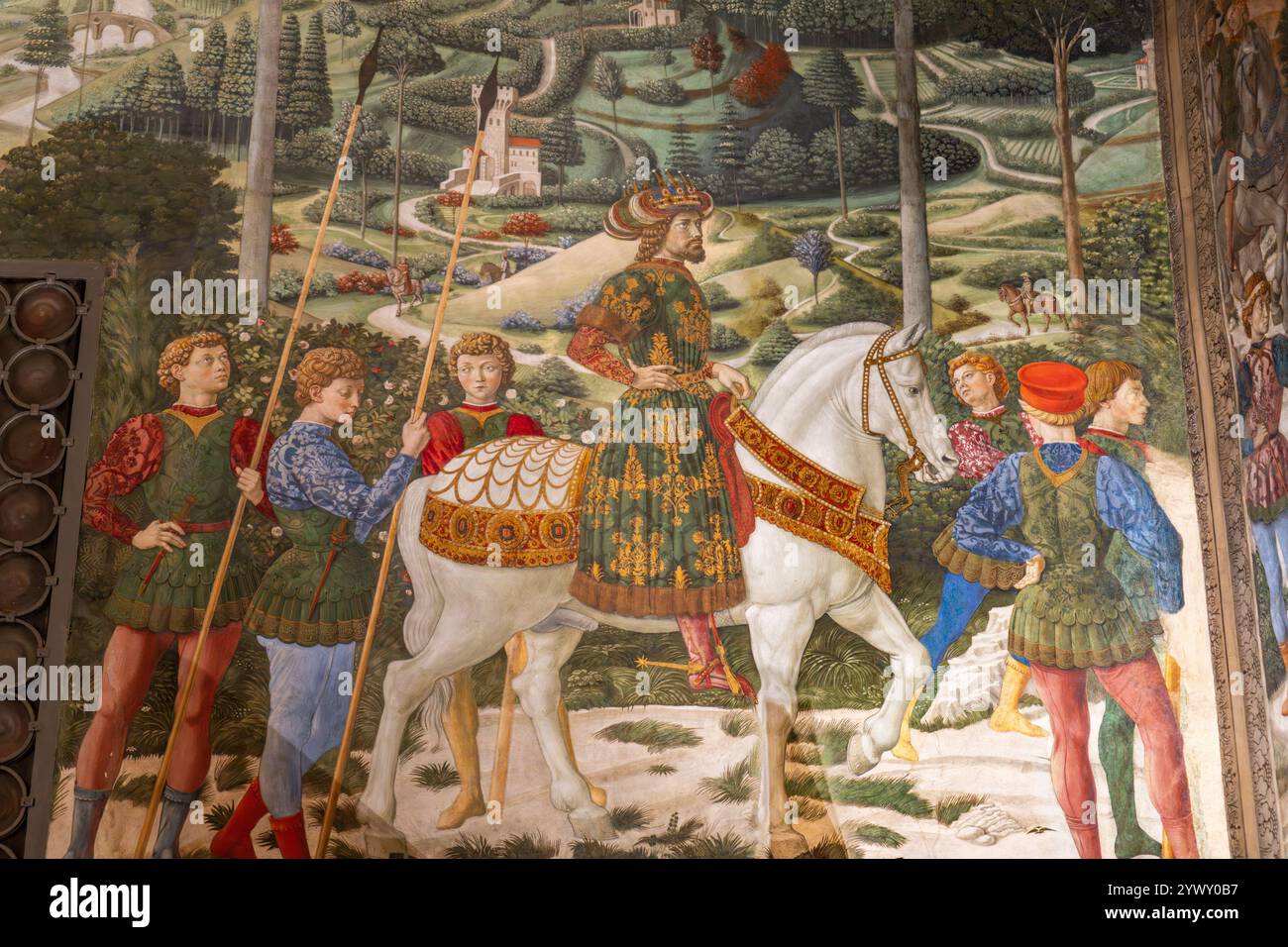 Fresco of the journey of the Magi to Bethlehem in the Magi Chapel in ...