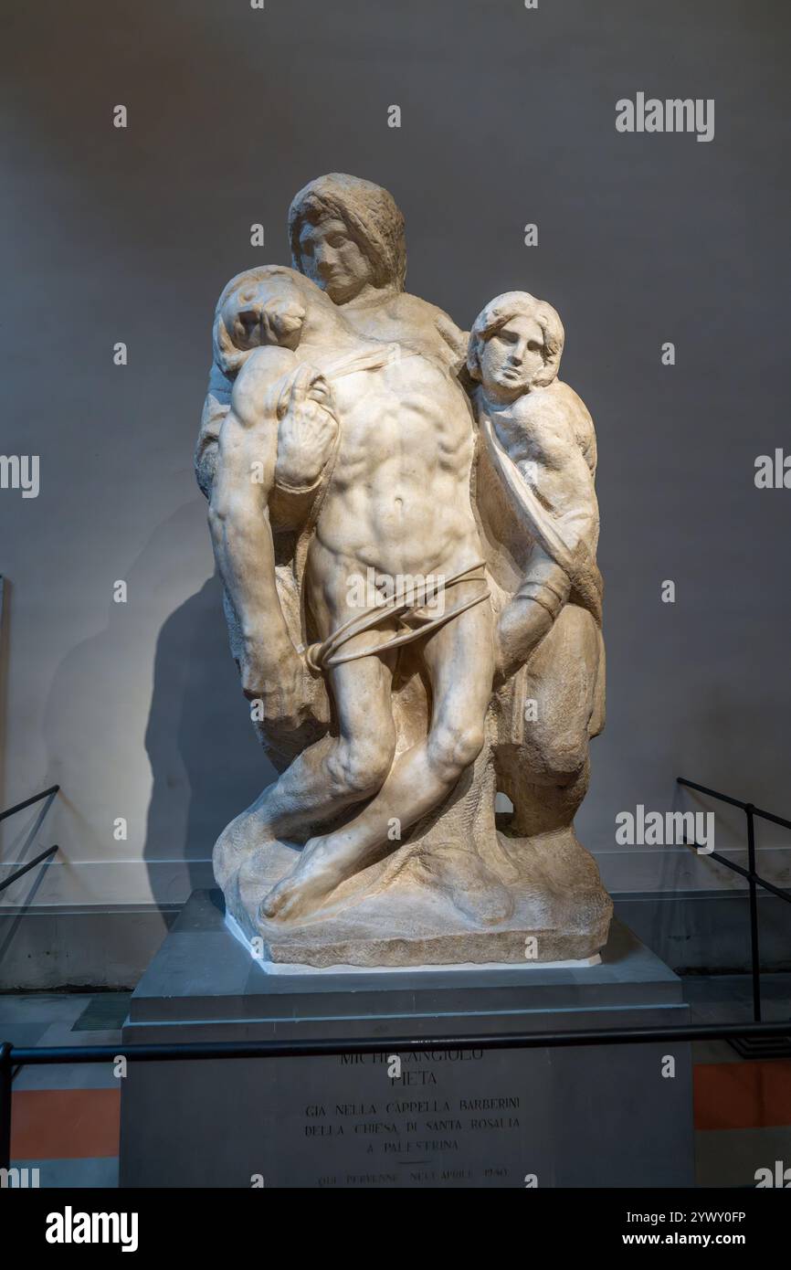 Pieta, an unfinished statue by Michelangelo in the Accademia Gallery in Florence, Italy Stock ...