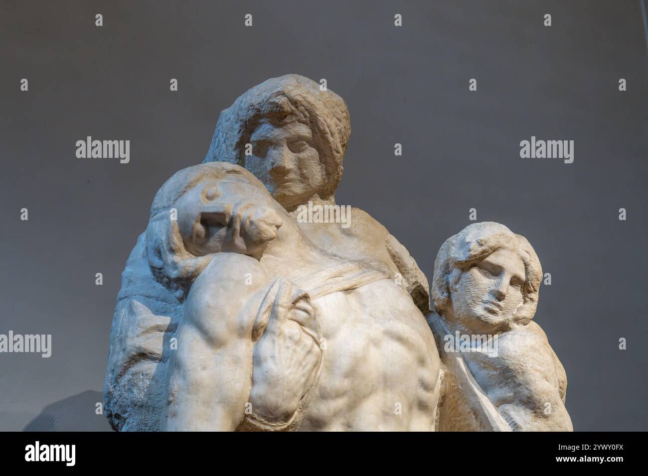 Detail of Pieta, an unfinished statue by Michelangelo in the Accademia ...