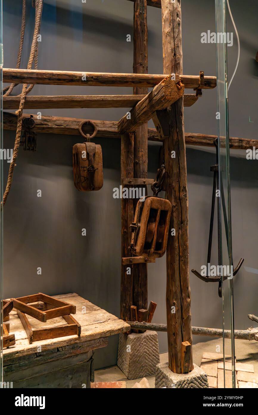 Historic building tools from the 15th Century in the Duomo Museum in ...