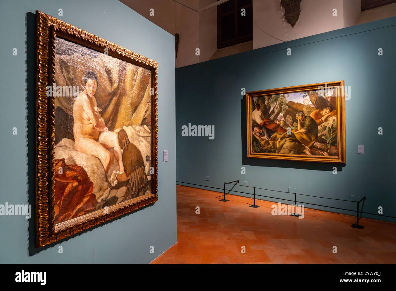 Paintings by artist Felice Carena in a gallery in the Palazzo Medici ...