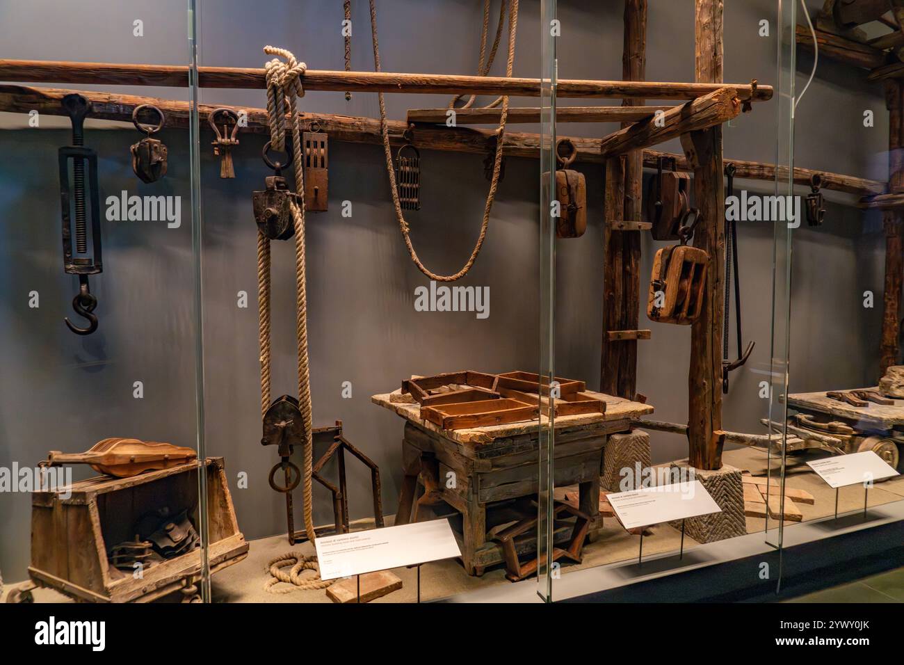 Historic building tools from the 15th Century in the Duomo Museum in ...