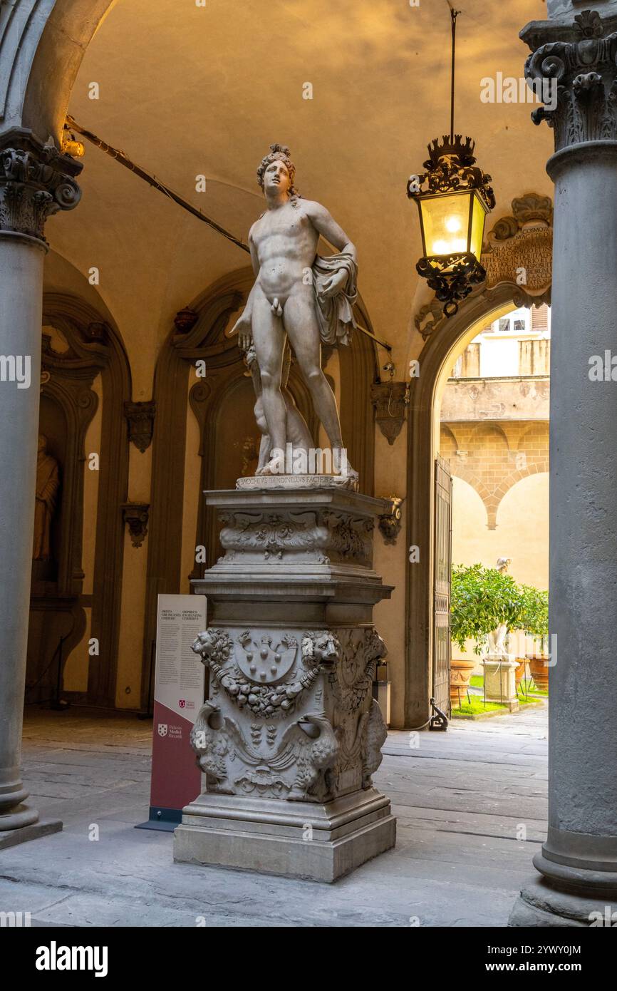 The statue of Orpheus Enchanting Cerebrus in the entry courtyard of the ...
