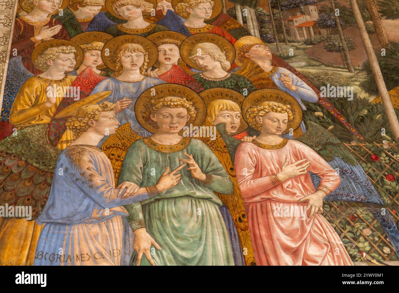 Fresco of angels in adoration in the apse of the Magi Chapel in the ...