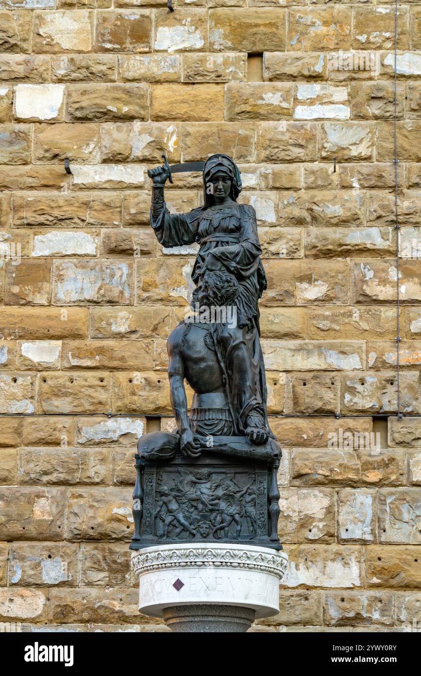 Bronze statue of Judith and Holofernes by Donatello in the Piazza della ...