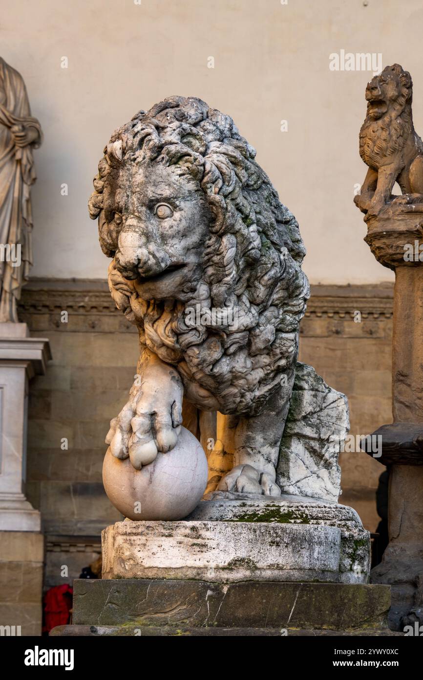 Statue of a Medici Lion by Flaminio Vacca,in the Piazza della Signoria ...