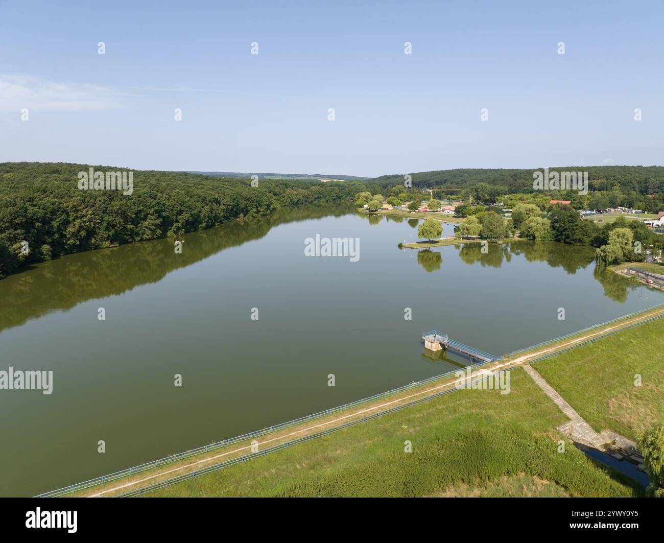 Aerial view of the Kurinec natural swimming pool in the Rimavska Sobota ...