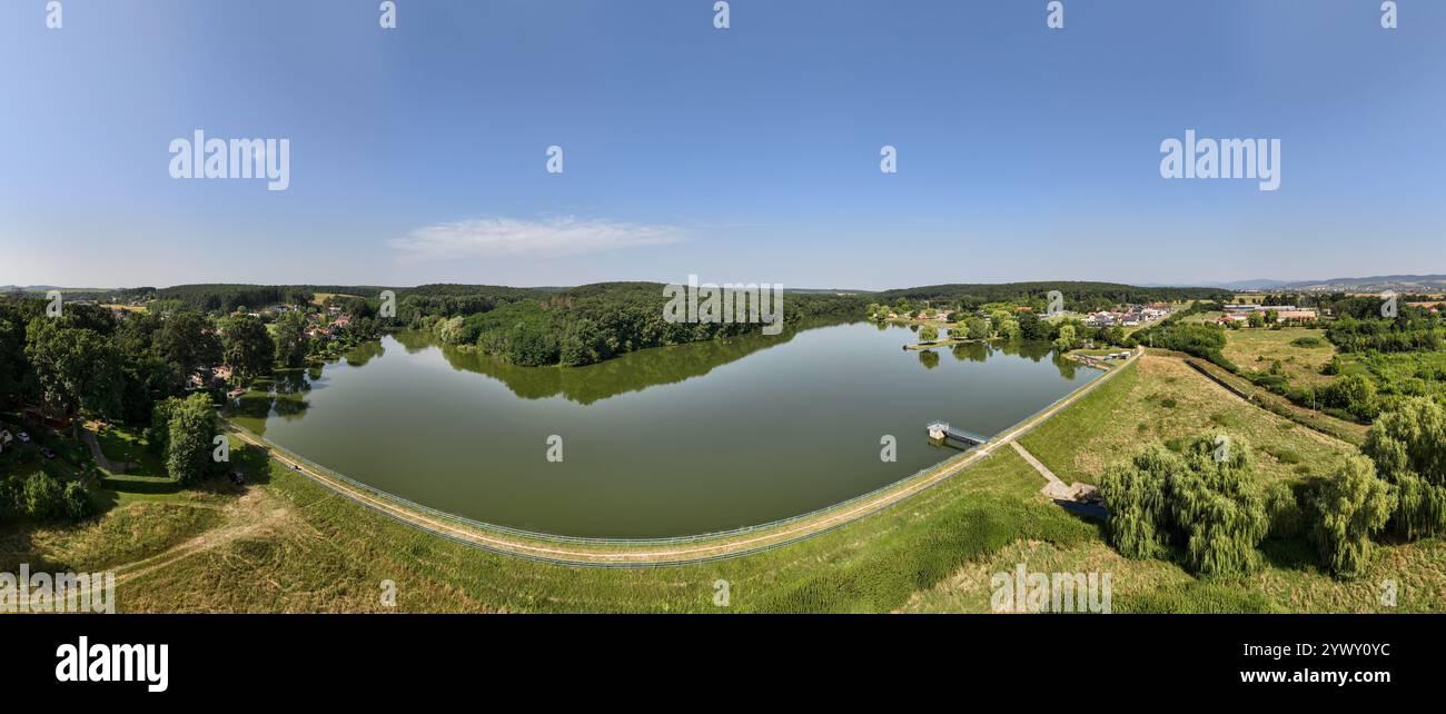 Aerial view of the Kurinec natural swimming pool in the Rimavska Sobota ...