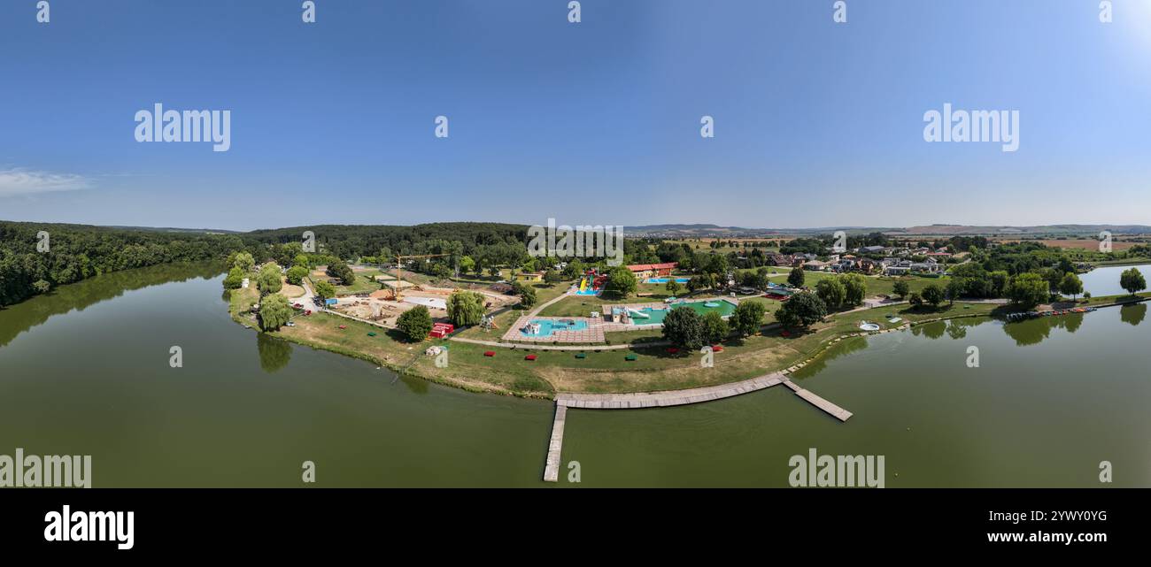 Aerial view of the Kurinec natural swimming pool in the Rimavska Sobota ...
