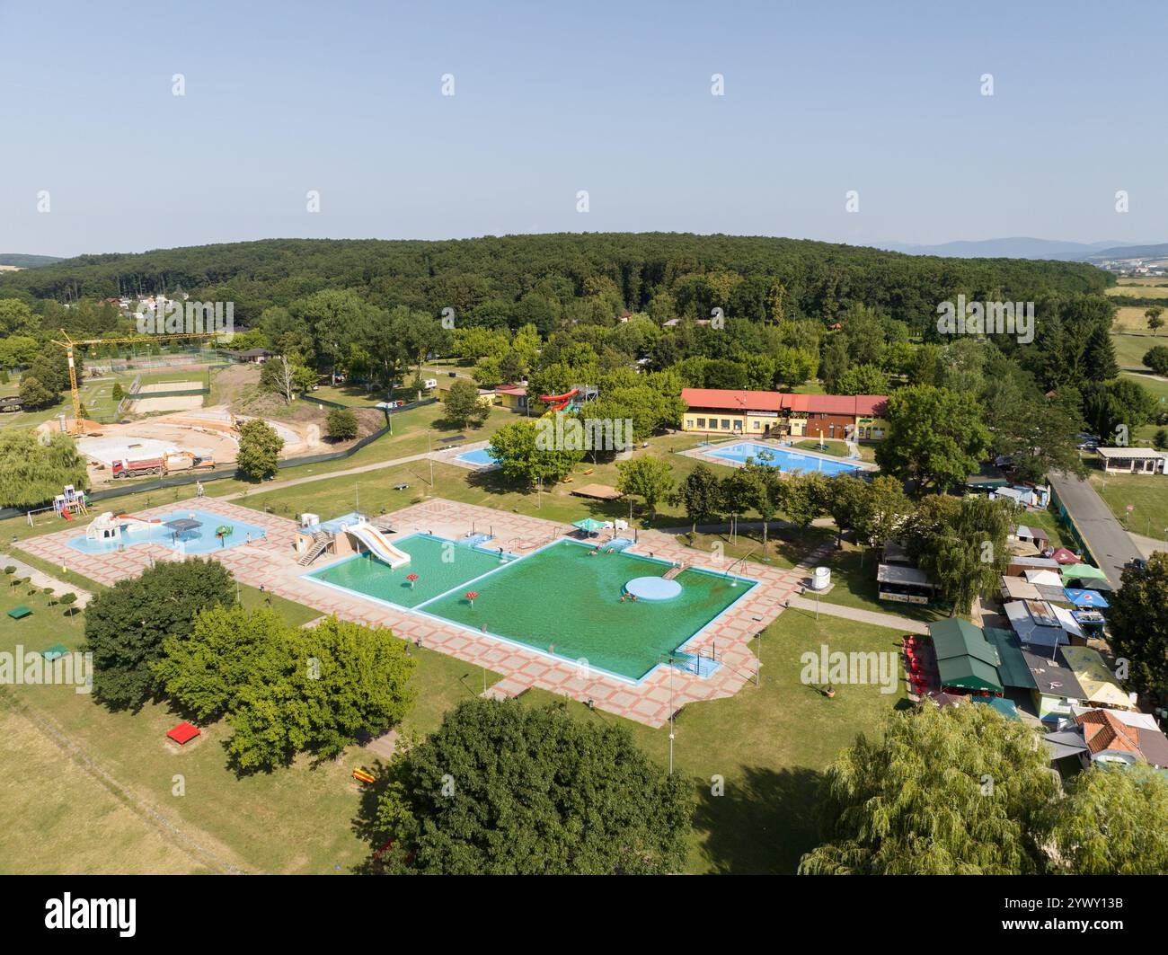 Aerial view of the Kurinec natural swimming pool in the Rimavska Sobota ...