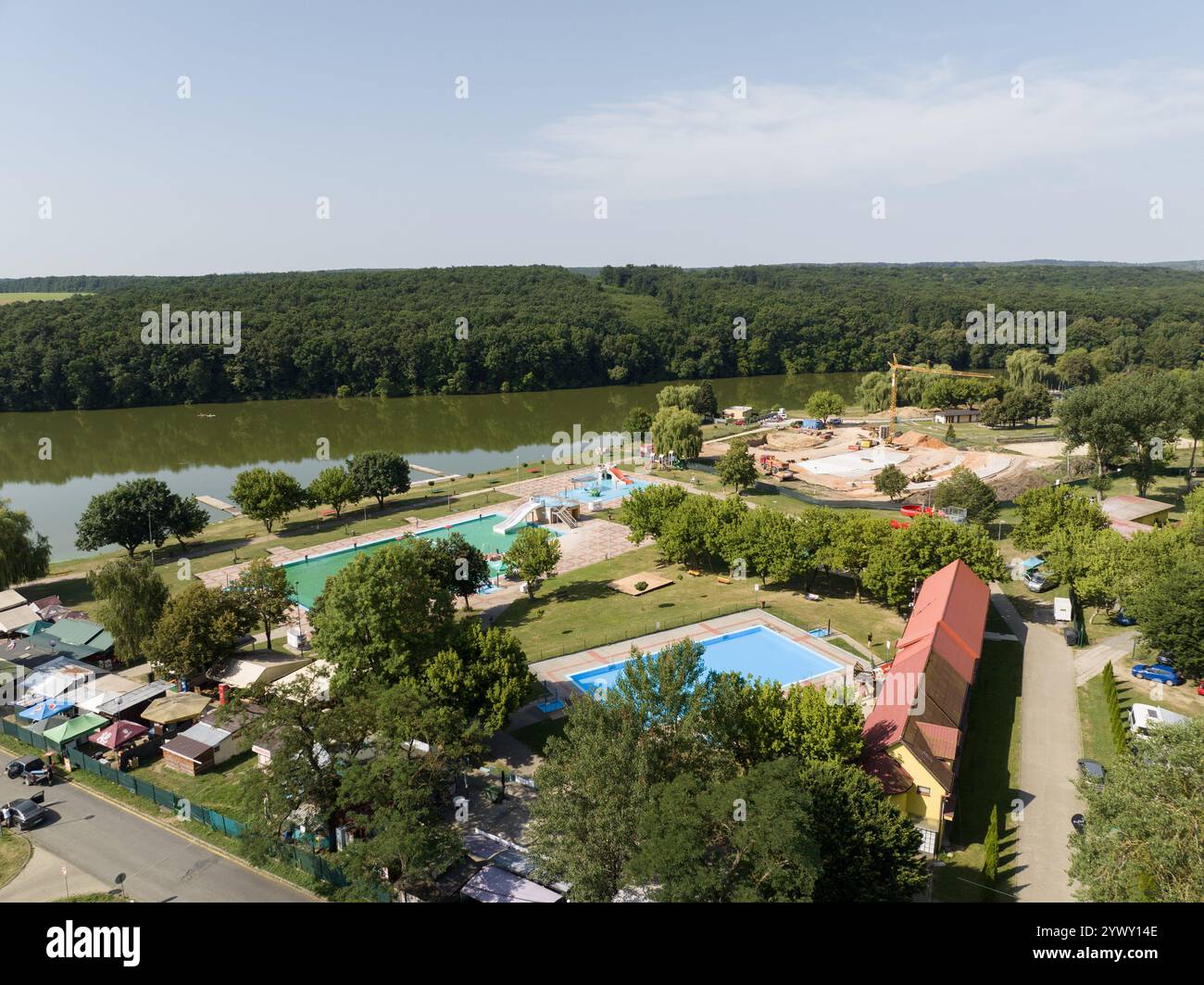 Aerial view of the Kurinec natural swimming pool in the Rimavska Sobota ...