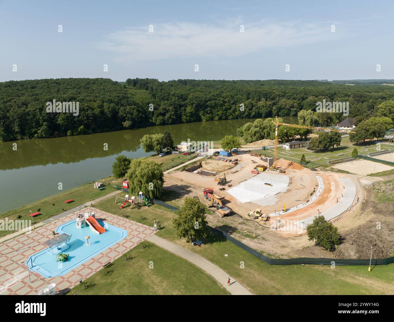Aerial view of the Kurinec natural swimming pool in the Rimavska Sobota ...