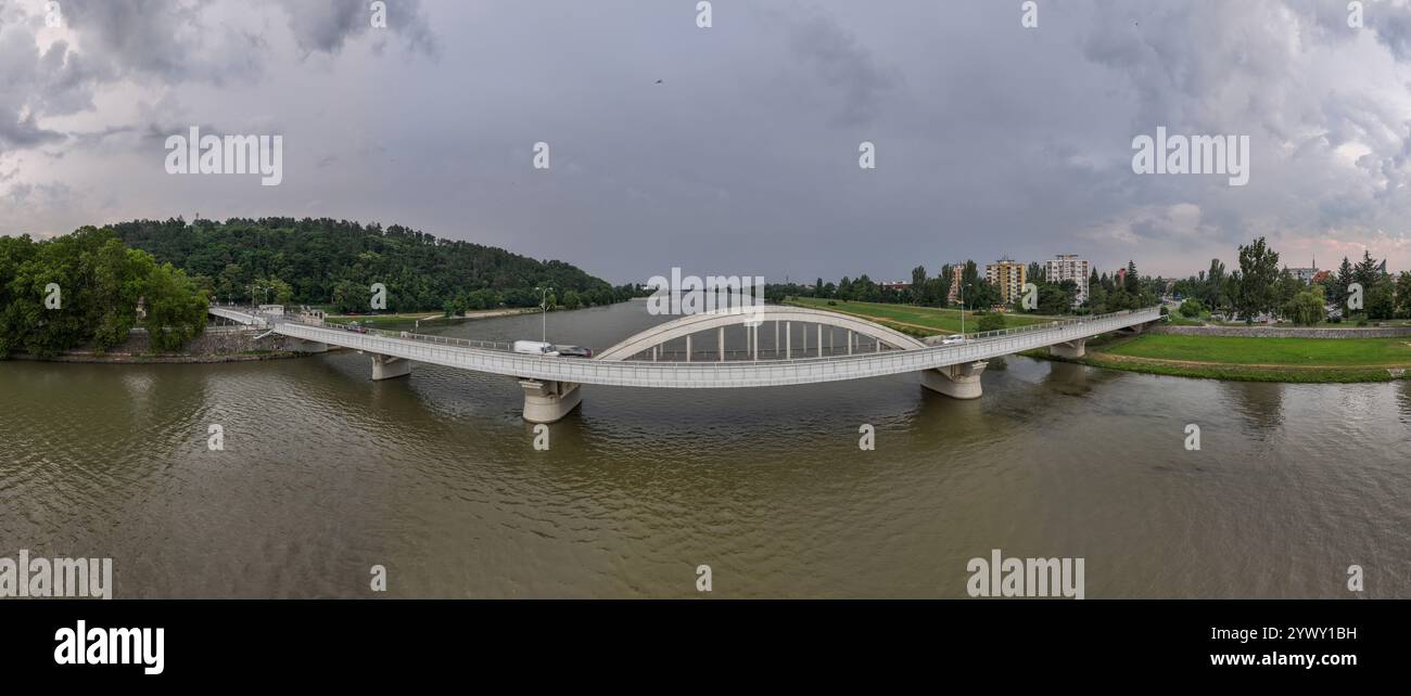 Aerial view of the river Vah and the city of Piestany in Slovakia Stock ...