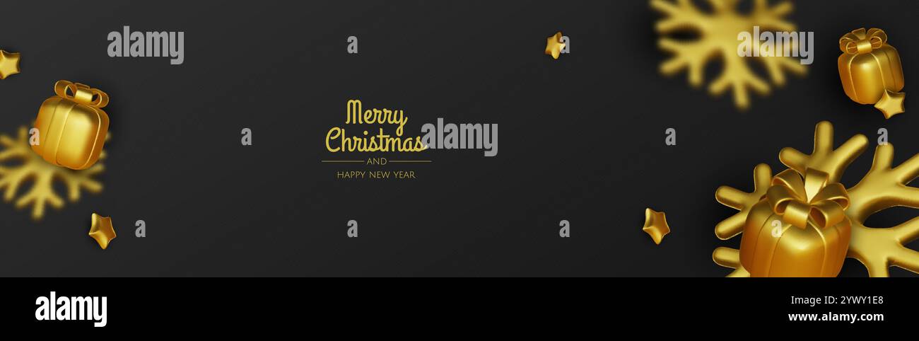 Christmas banner with gift boxes. Header poster for Website. Vector ...