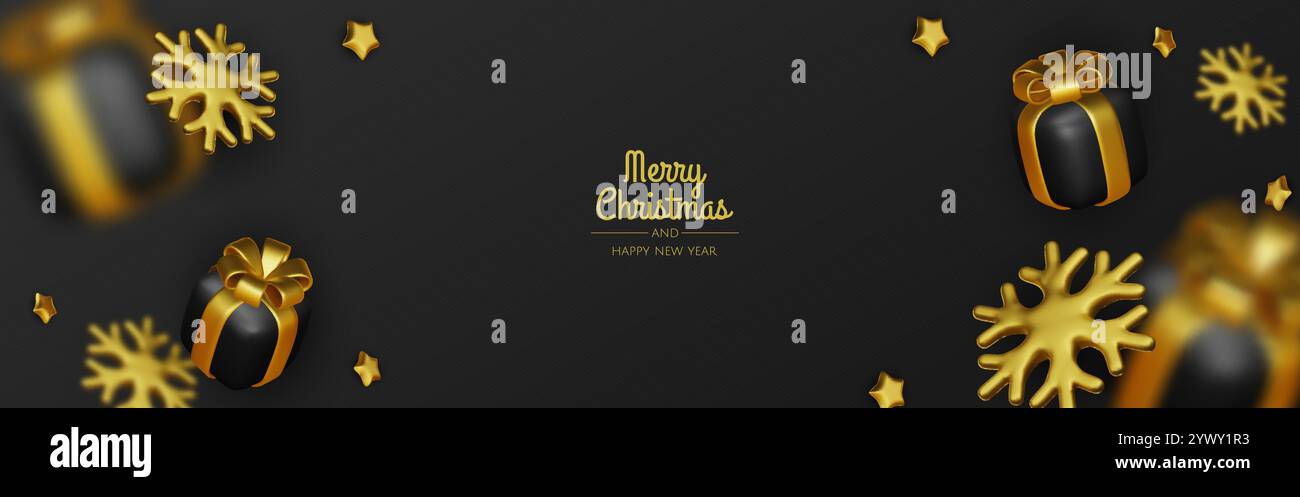 Christmas banner with gift boxes. Header poster for Website. Vector ...