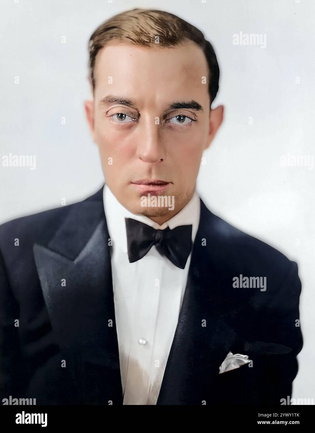 Actor Buster Keaton, photo by Hurrell - colorized Stock Photo - Alamy