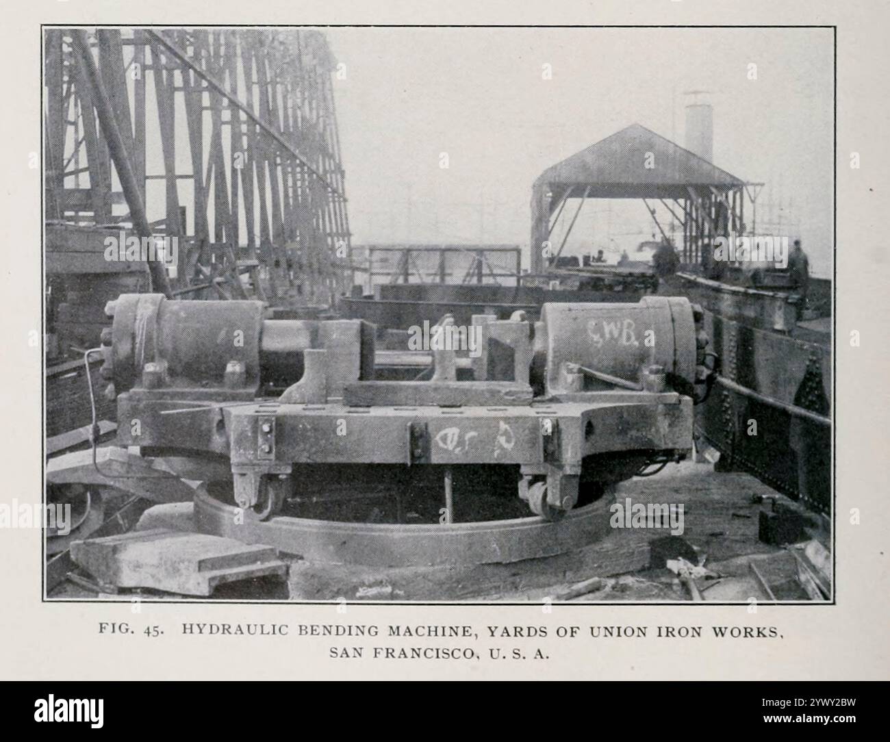 HYDRAULIC BENDING MACHINE, YARDS OF UNION IRON WORKS. SAN FRANCISCO, U ...