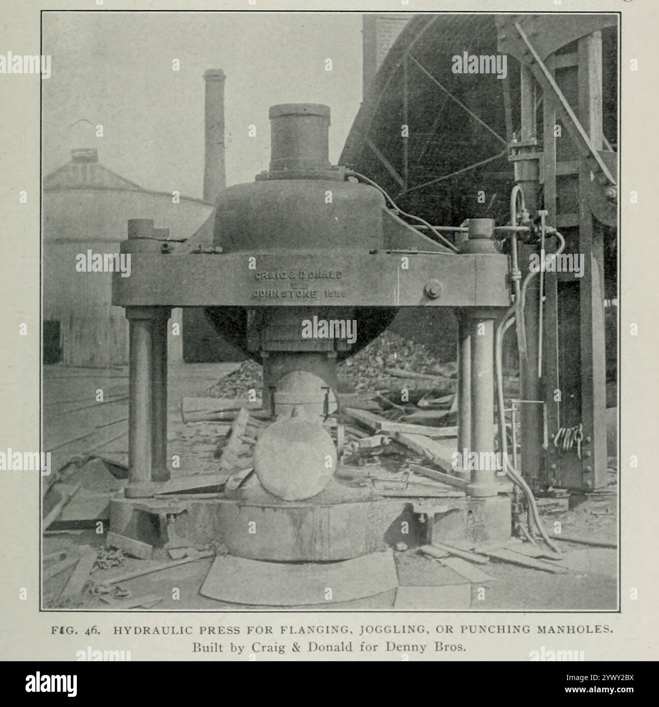 Hydraulic press for flanging, joggling or punching manholes Built by ...