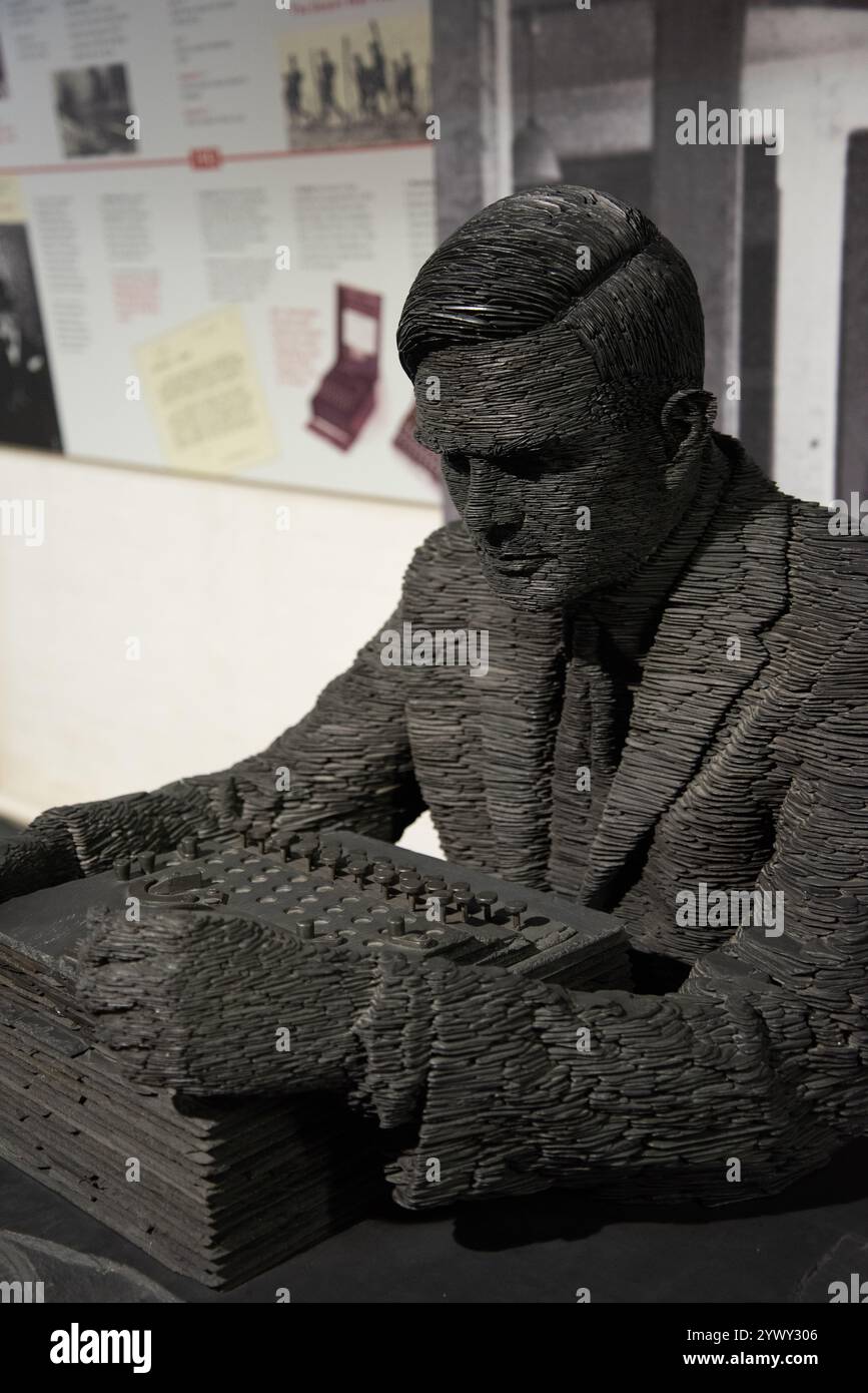 A Statue of Alan Turing by Stephen Kettle at Bletchley Park Code ...