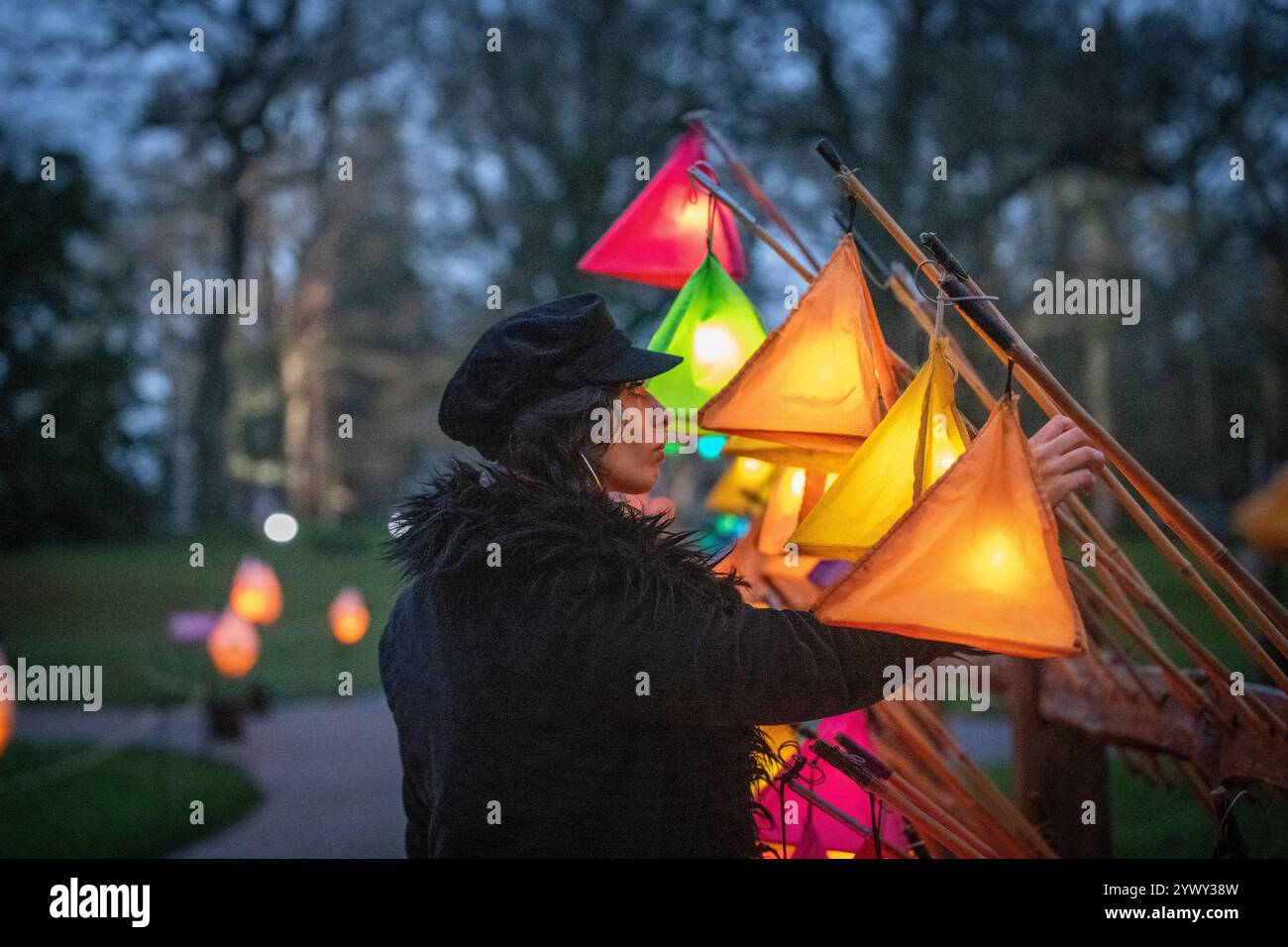 Lanterns are placed out on the trail of Wild Glow, a winter walk ...