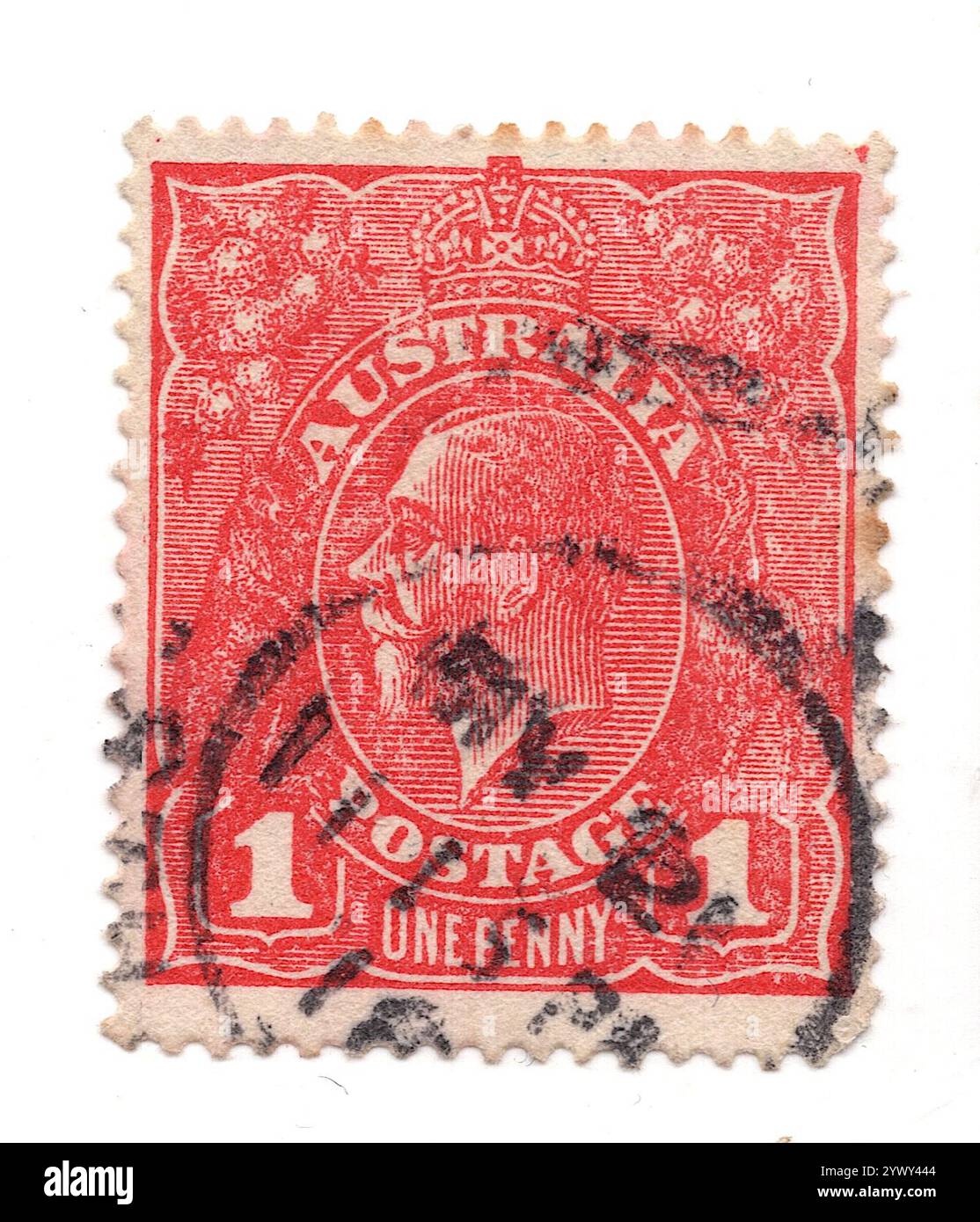 A vintage King George V postage stamp from Australia isolated on a ...