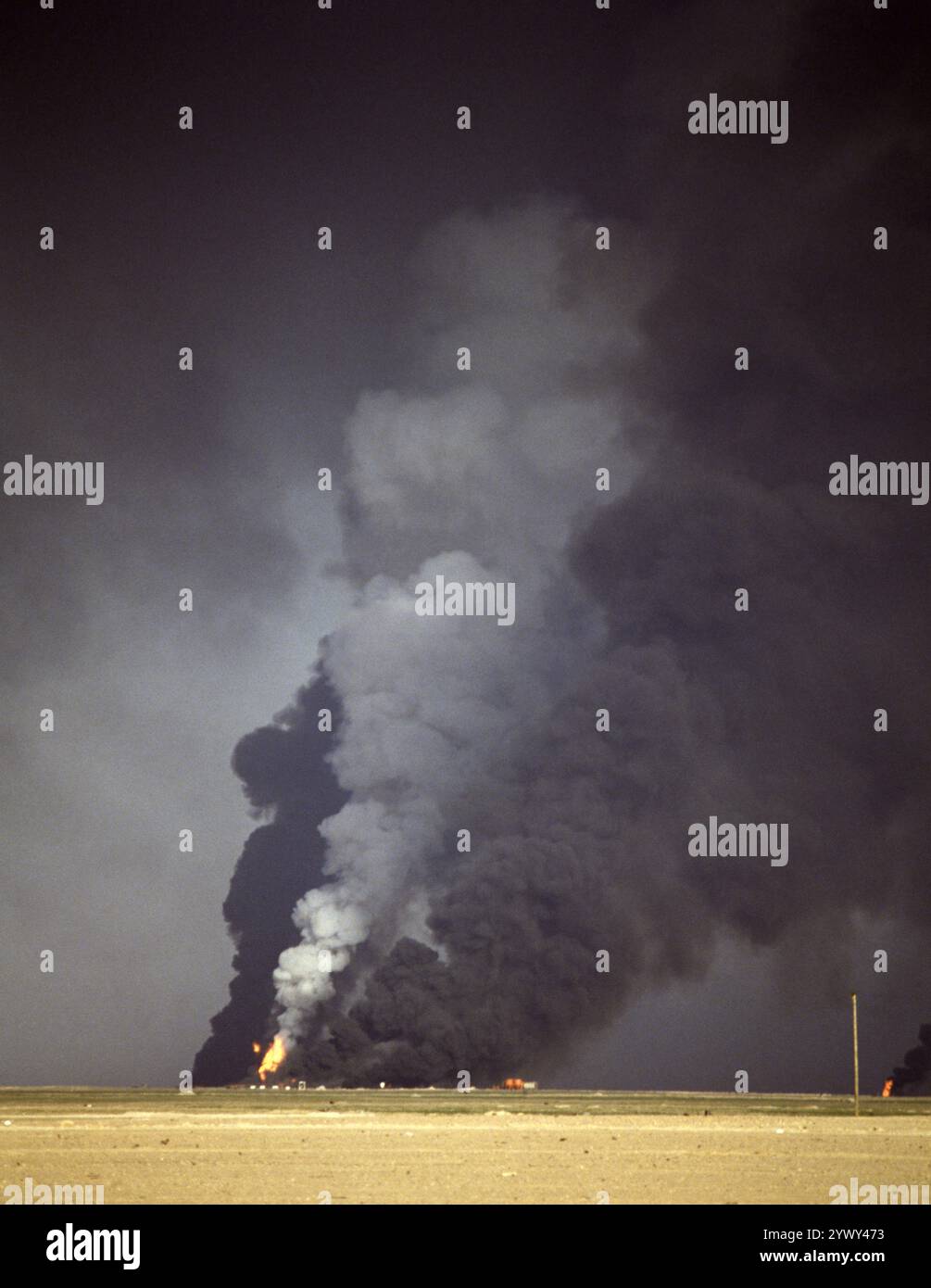 First Gulf War: 17th March 1991 Boiling flames and smoke billow from ...