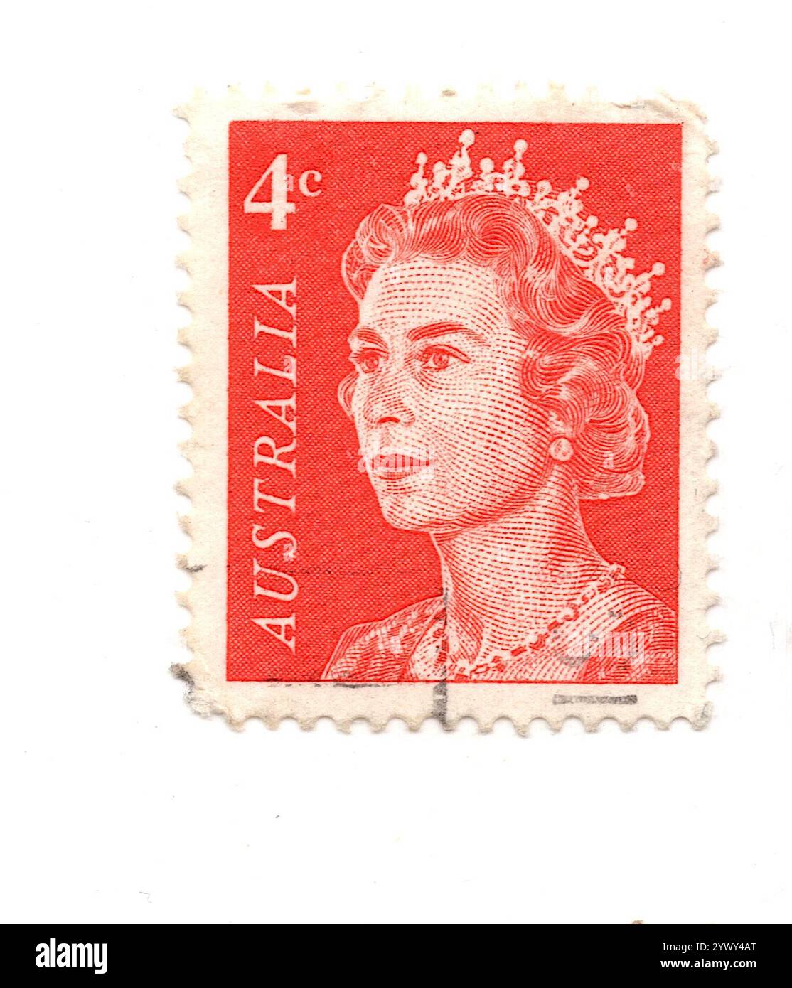 A vintage Queen Elizabeth II postage stamp from Australia on a white ...