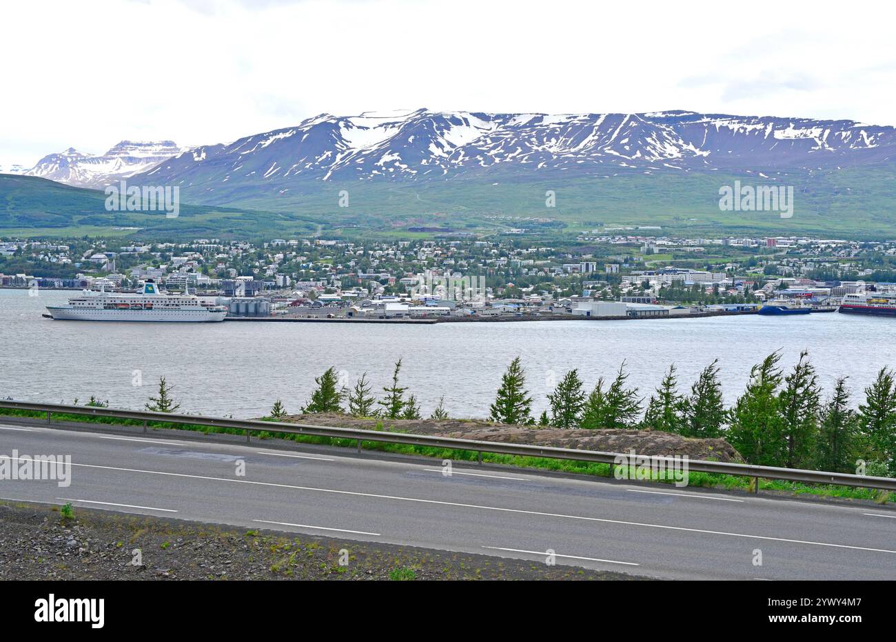 Akureyri, port and city. Iceland Stock Photo - Alamy