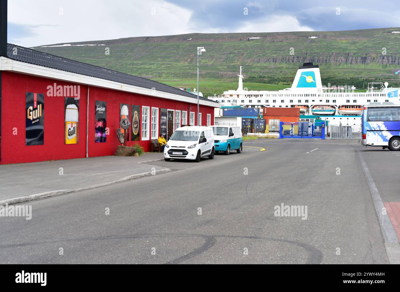 Akureyri, port and city. Iceland Stock Photo - Alamy