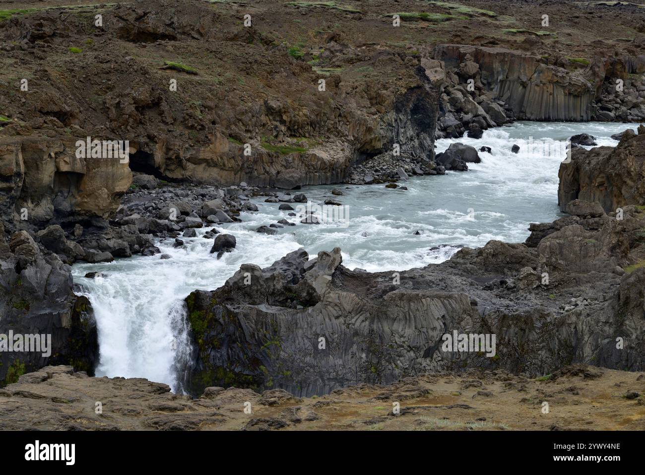 Columnar basalt in Aldeyjarfoss waterfall (Skjalfandafljot river ...