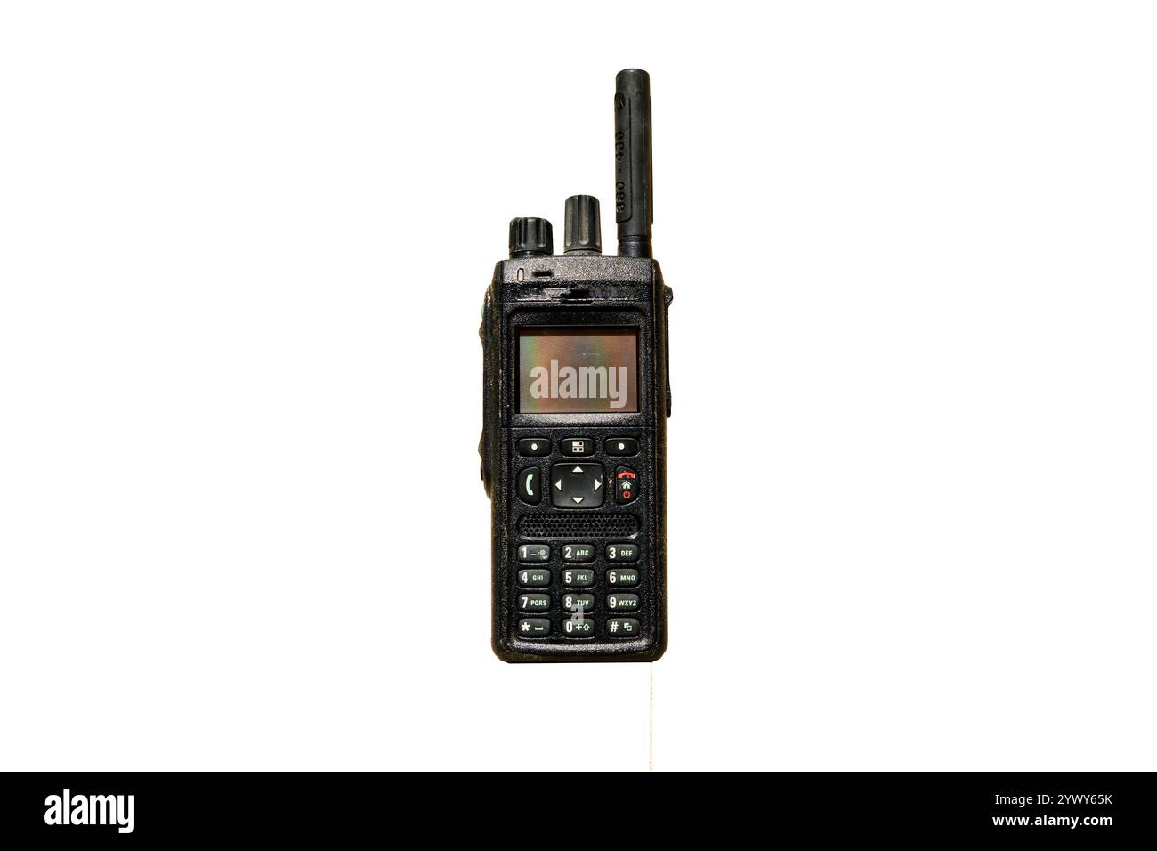 Portable radio transmitter on a white background Stock Photo - Alamy