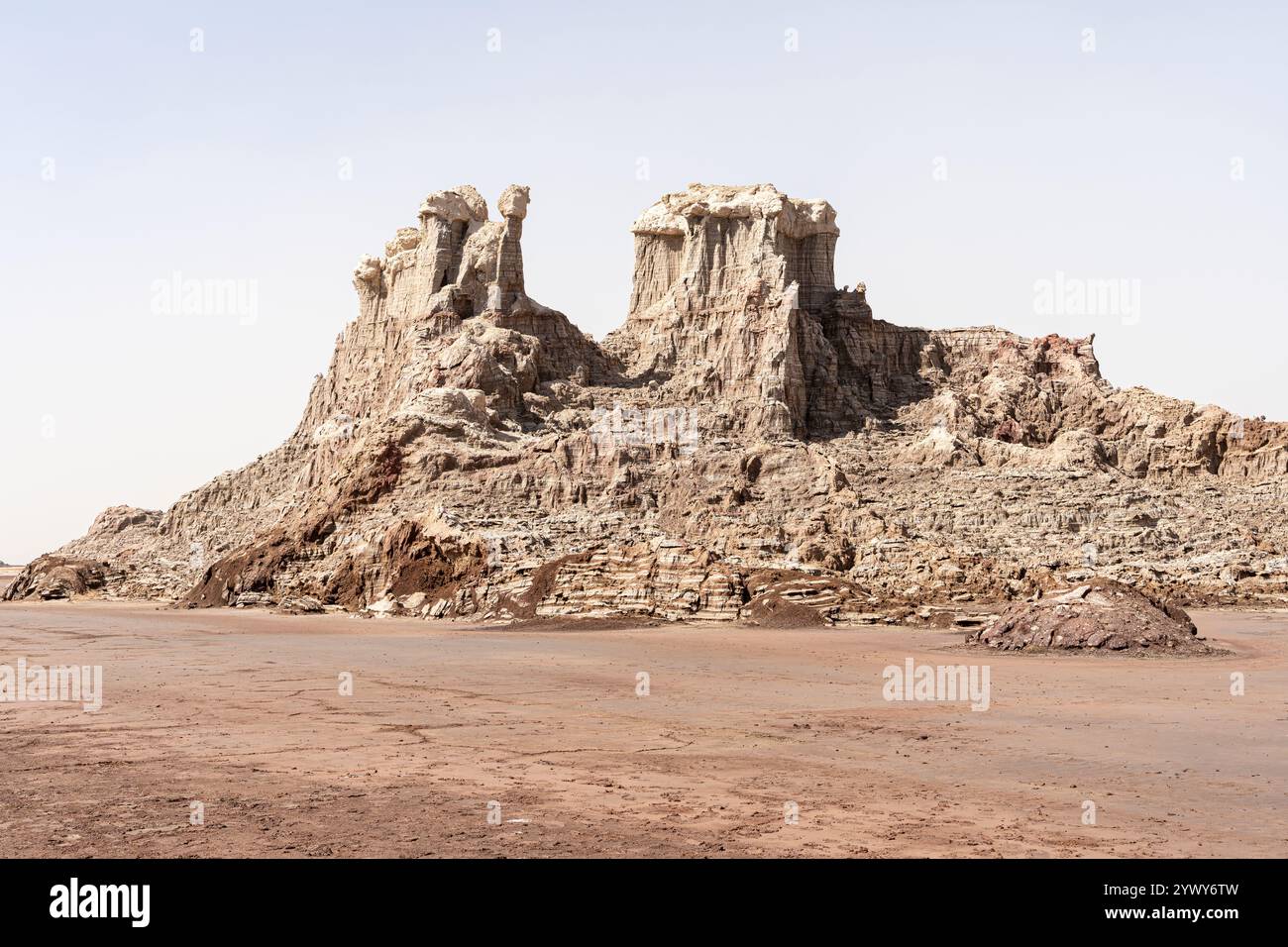A closeup of towers and pinnacles in the salt canyon of the Dallol ...