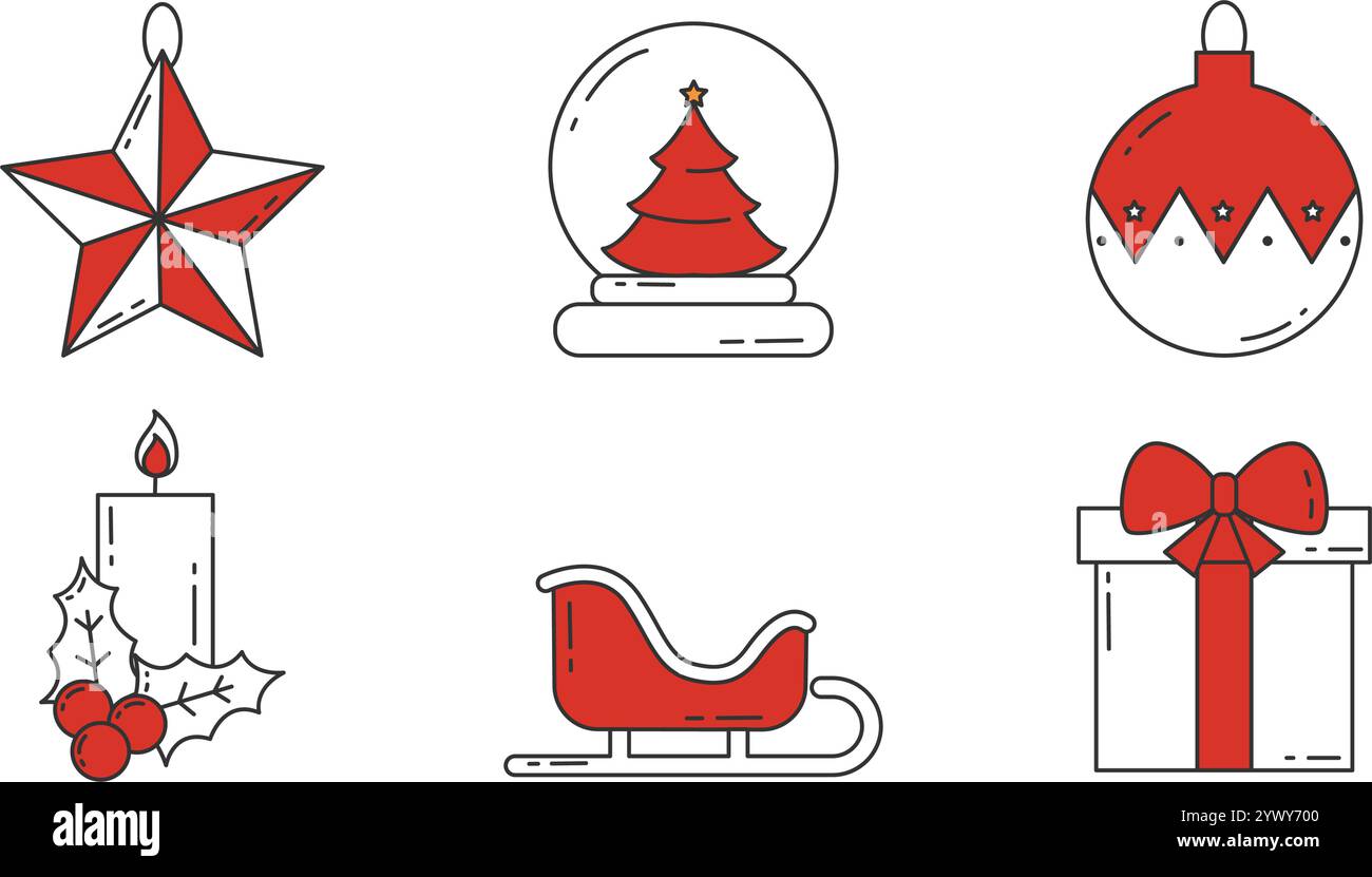 Christmas icon set featuring red festive accents Vector Stock Vector ...