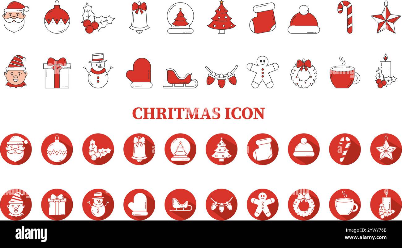 Complete set of Christmas icons for holiday design Vector Stock Vector ...