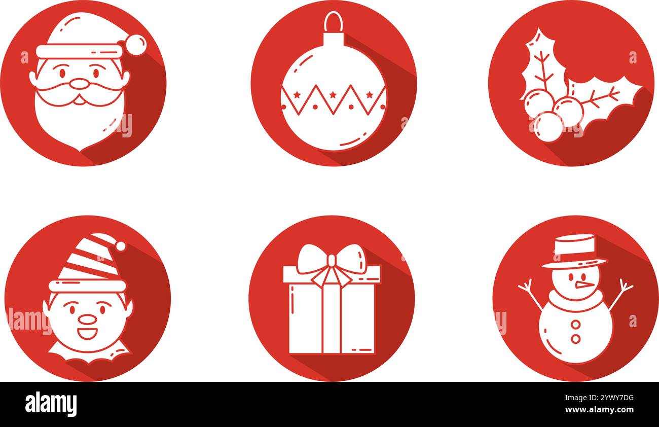 Holiday icon set with red and white festive symbols Vector Stock Vector ...
