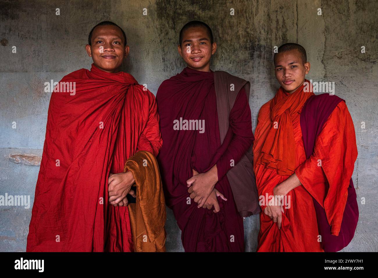 Cambodge, Cambodia, 2024-02-25, Siem Reap, Angkor temple, moine bouddhiste, buddhist monk, Khmer ...