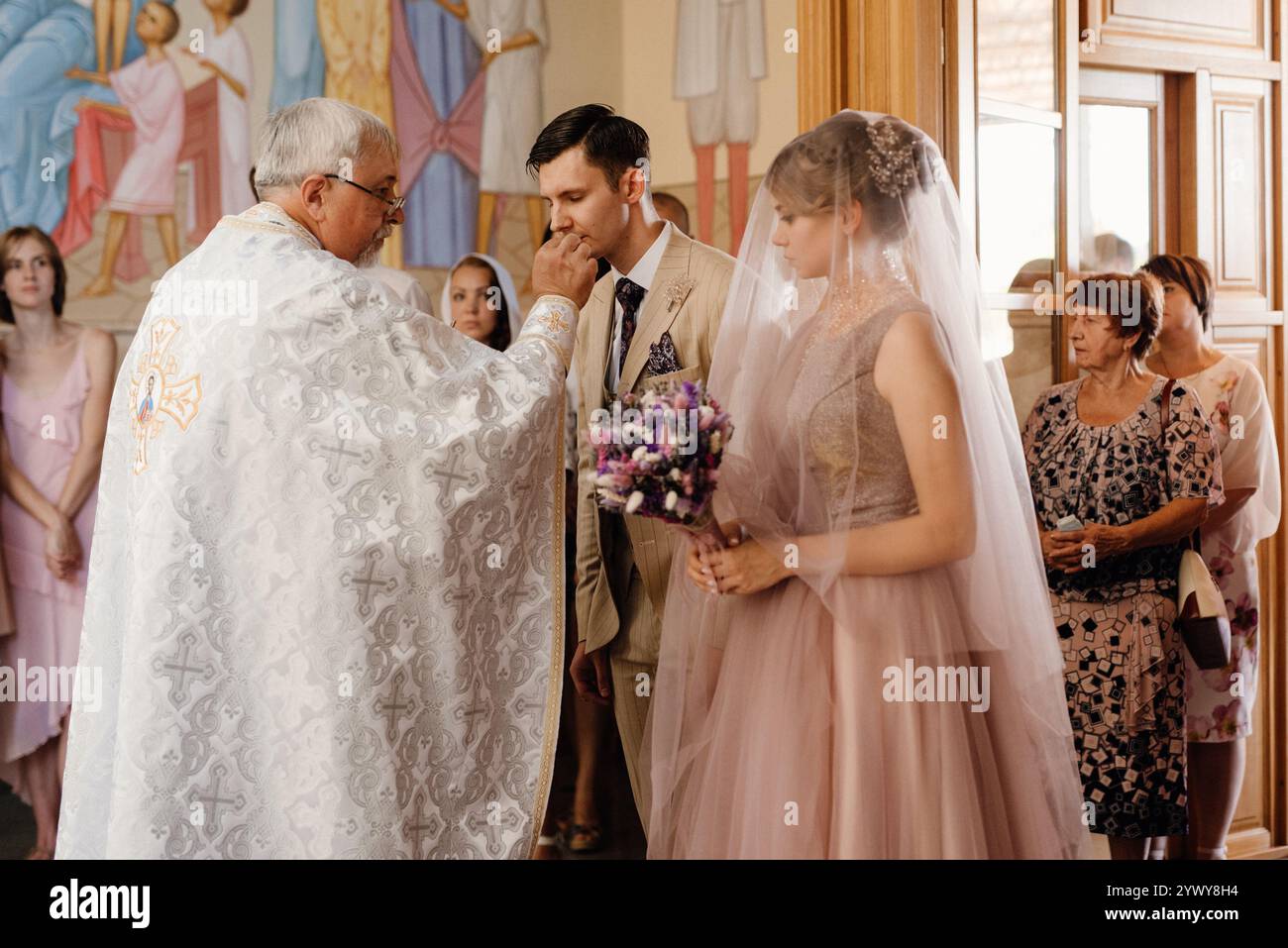 wedding ritual in the Orthodox Church in the Slavic tradition Stock ...