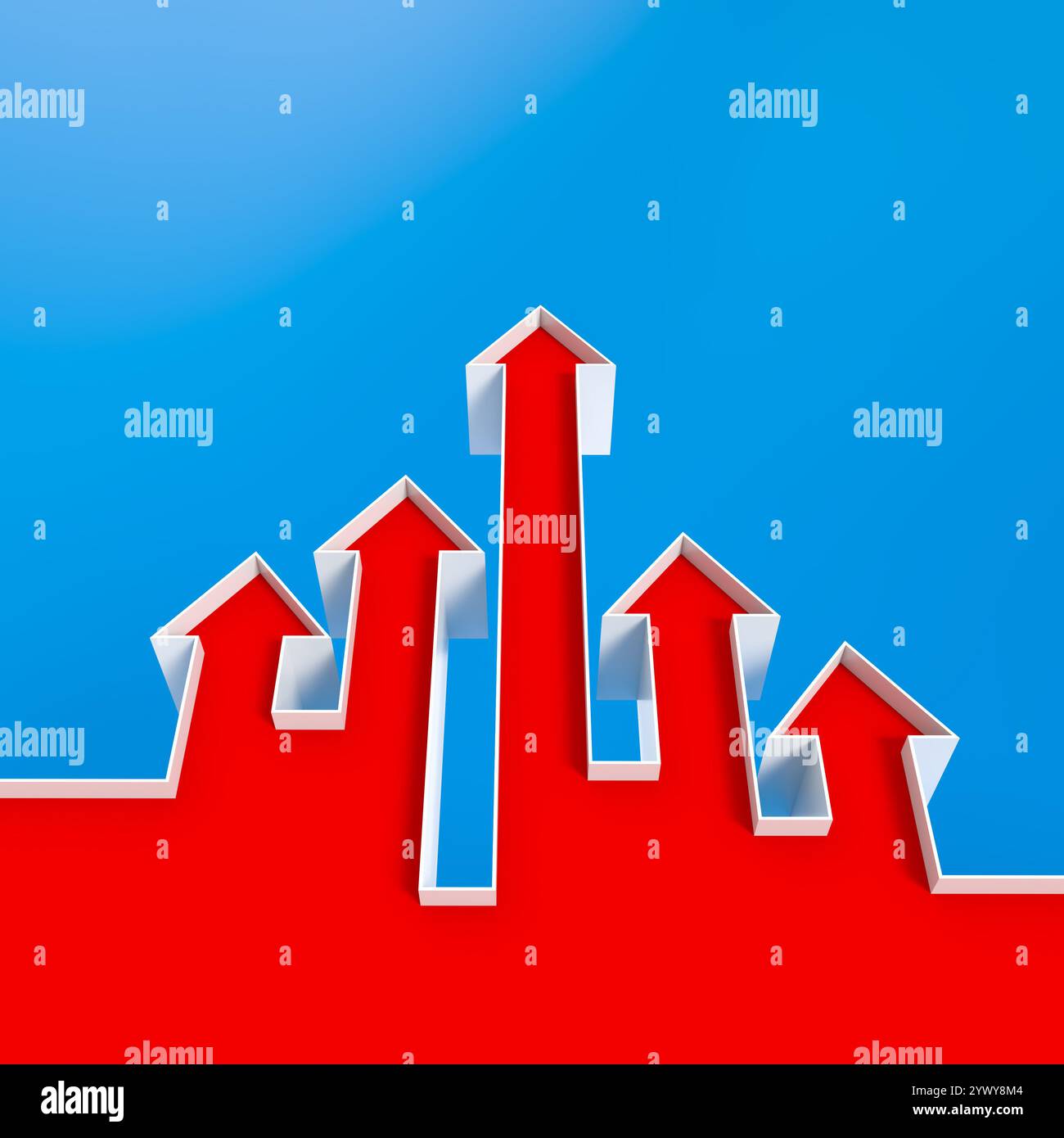 Red arrows pointing upwards symbolizing growth and success 3d Stock ...