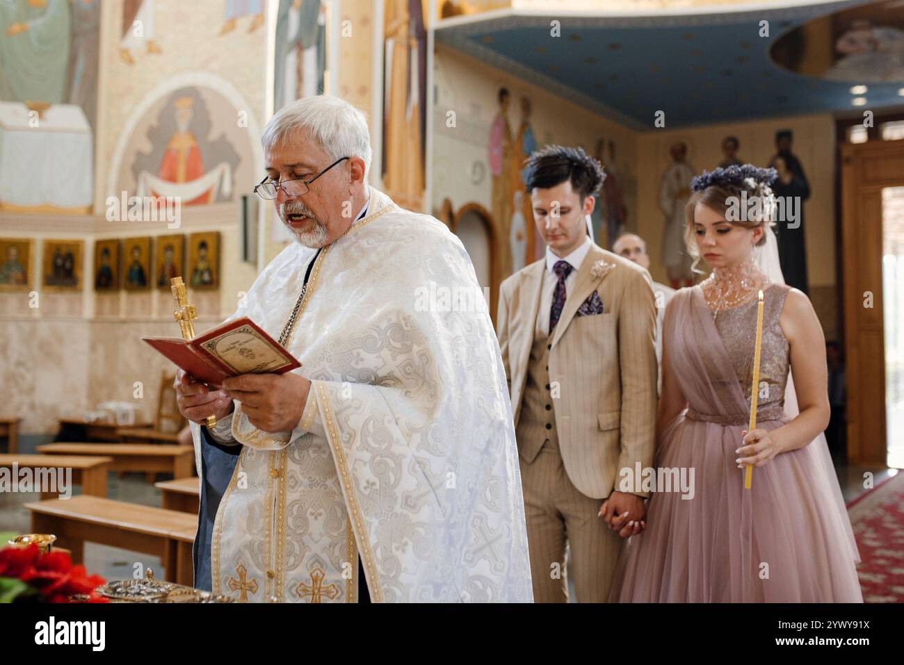 wedding ritual in the Orthodox Church in the Slavic tradition Stock ...