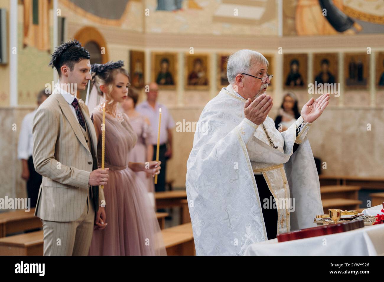 wedding ritual in the Orthodox Church in the Slavic tradition Stock ...