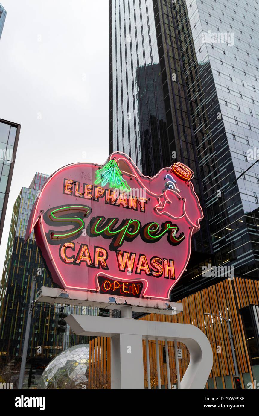 The Elephant Car Wash sign, a beloved local landmark, is nestled among ...