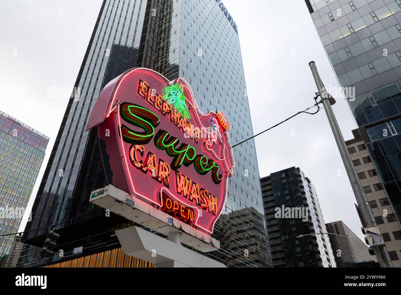 The Elephant Car Wash sign, a beloved local landmark, is nestled among ...