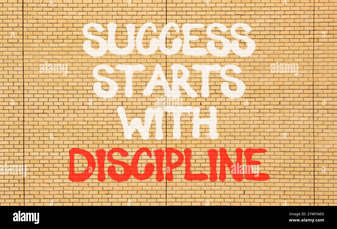 Success starts with discipline symbol. Concept words Success starts with discipline on beautiful ...